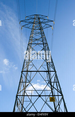 looking up at an electricity pylon Stock Photo - Alamy