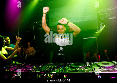DJ Nelson DJing at La Bomba at SEOne club in London Bridge March 2009 ...