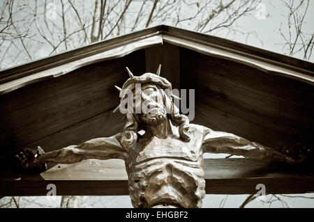 Feet of Jesus Christ nailed to the cross after is crucifixion Stock ...