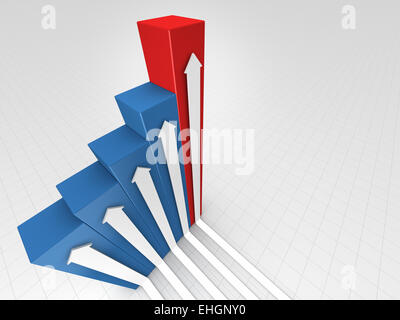 Business chart with white arrows moving up, 3d render Stock Photo - Alamy
