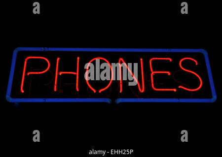 Neon Phones Sign Stock Photo - Alamy