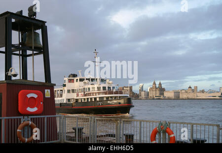 River Mersey Woodside Birkenhead landing stage on Wirral Peninsula for ...