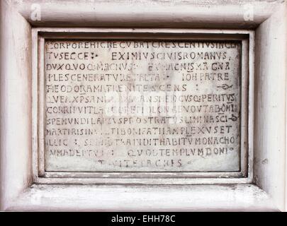 Ancient medieval latin catholic inscription in a church Stock Photo - Alamy