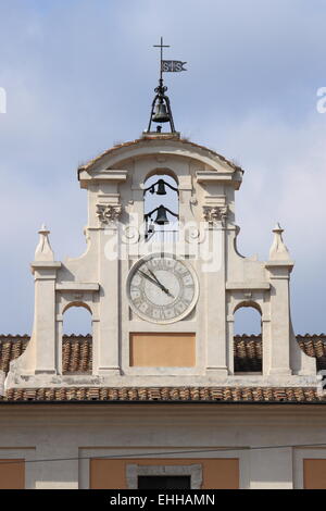Close-up of a clock tower with detailed historical architecture and ...