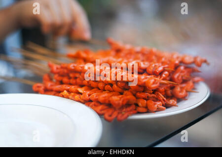 Chicken intestines, pig ears and pig intestines - barbeque on stick ...