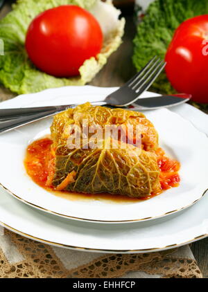 Stuffed Savoy Cabbage in Tomato Sauce Stock Photo - Alamy