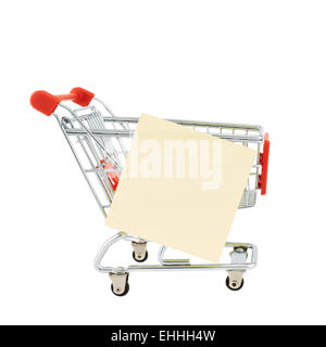 Note paper on shopping cart Stock Photo - Alamy