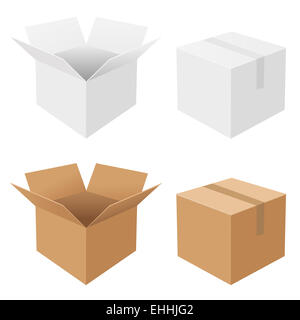 Set of cardboard boxes or carton gift box isolated on white background ...