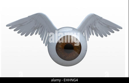 eye with wings that fly, 3d illustration Stock Photo - Alamy