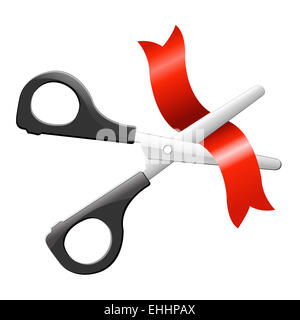 Scissors icon isolated on glossy red round button abstract illustration ...