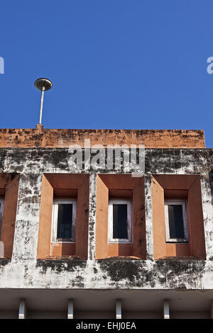 Mold fungus house wall facade exterior. Old building damaged by mildew ...
