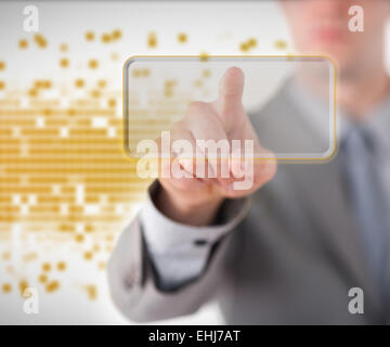 Man touching innovations button Stock Photo - Alamy