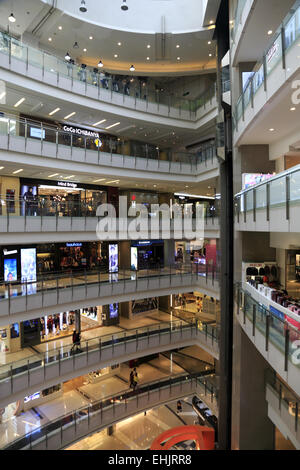 Interior of Raffles City shopping mall showing main atrium with ...