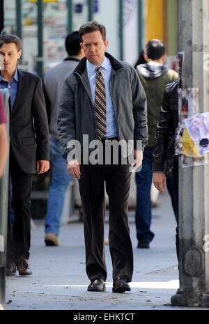 Andy Samberg filming 'Brooklyn Nine Nine' with new in Downtown Los ...