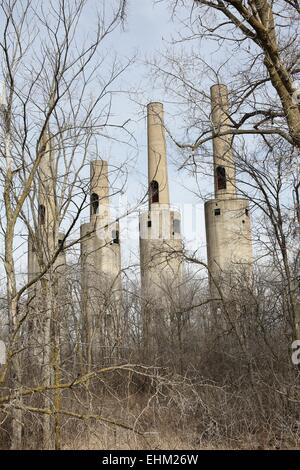 Chimneys at Gopher Ordnance Works near Coates, Minnesota Stock Photo ...