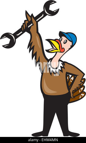 Illustration of a wild turkey mechanic standing holding clutching ...
