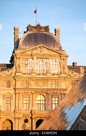 The Louvre Palace and Pyramid before sunset, Paris, France Stock Photo ...
