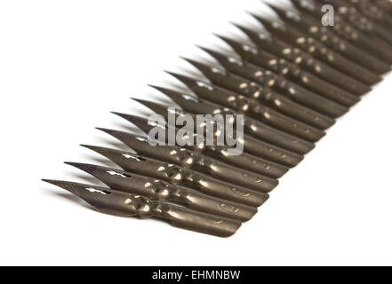 row old ink pens isolated on a white background Stock Photo - Alamy