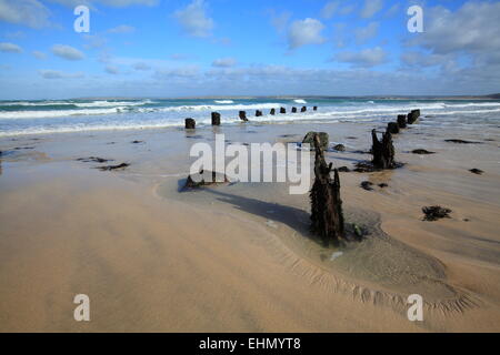 Early spring view across St Ives bay towards Hayle/Godrevy, West ...