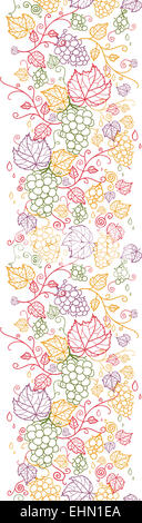Seamless border of purple grape vines. Hand drawn watercolor illustration isolated on white ...