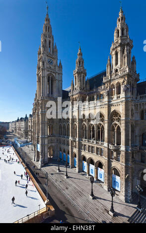 Town hall with skating rink "Vienna Ice Dream" Austria, Wien, 01., Wien ...
