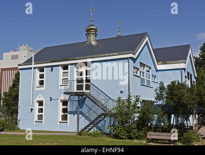 The Golden turrets of the Russian Orthodox Church outside the old Stock ...