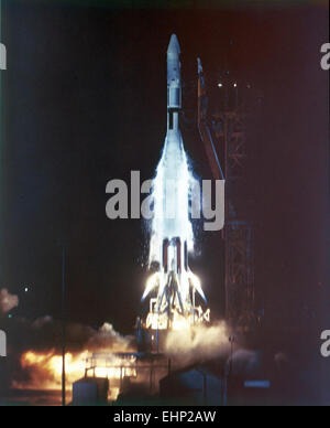 The liftoff of the Atlas-Agena rocket carrying the Ranger-Mariner ...