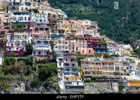 The pretty clifftop houses of Positano, Amalfi Coast, Campania, Italy ...