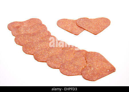 Turkeys salami in heart form and mint Stock Photo - Alamy