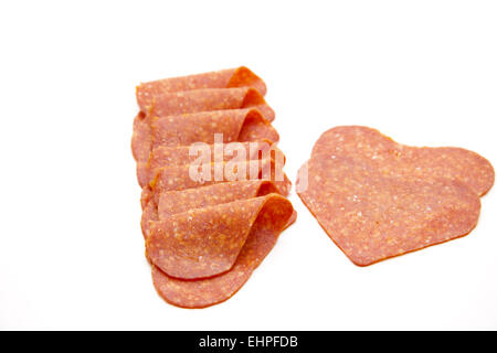Turkeys salami in heart form and mint Stock Photo - Alamy