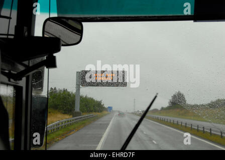 Rain on the motorway, heavy rain on the windshield Stock Photo - Alamy