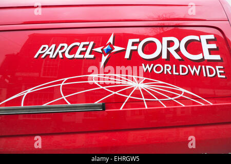 Exterior of red Parcel Force Worldwide Delivery Van UK KATHY DEWITT ...