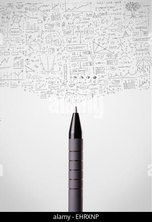 Pen close-up with sketchy diagrams Stock Photo - Alamy