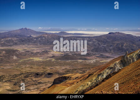 Amazing view of colored mountains and salt plane Salar de Uyuni in ...