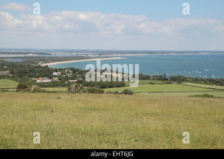 VIew from the Purbeck Way north over Studland, Studland Bay towards ...
