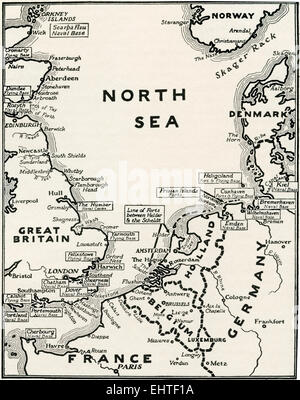 Map showing North Sea naval bases at the start of WW1 Stock Photo - Alamy