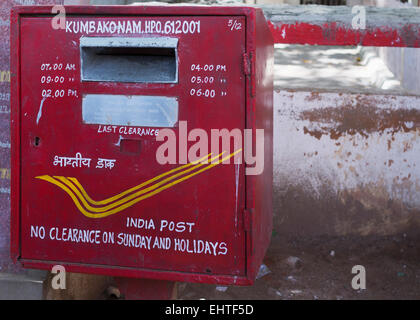 A Post Box of the Indian Postal Service, India Post, in Chennai, Tamil ...