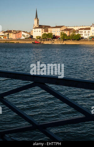 The church of Saint-Laurent-sur-Saône across the river Saône in Macon ...