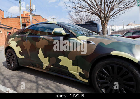 Car with military camouflage pattern wrap - USA Stock Photo - Alamy
