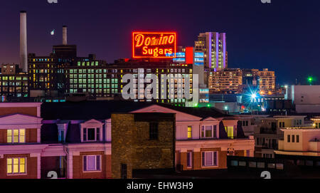 BALTIMORE - JANUARY 6: The Domino Sugars Factory at night on Janurary ...