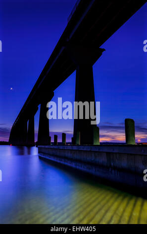 The Governor Thomas Johnson Bridge over the Patuxent River at twilight ...