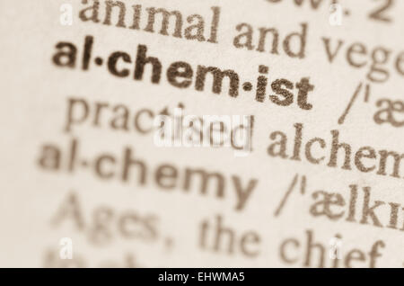 Definition of word alchemy in dictionary Stock Photo - Alamy