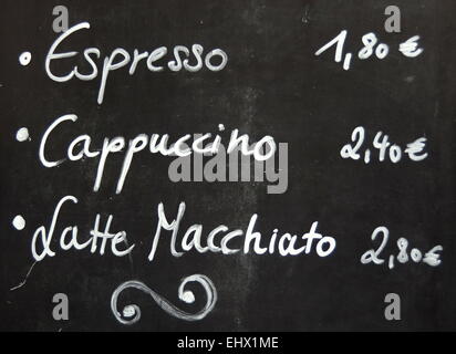 FRENCH DRINKS MENU BOARD Stock Photo - Alamy
