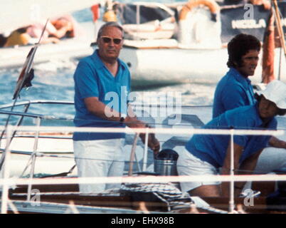 Prime Minister Edward Heath sailing his new yacht, Morning Cloud, after ...