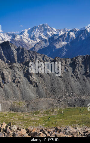 Panoramic view of the Tien Shan Mountains Range seen from Road G 217 ...