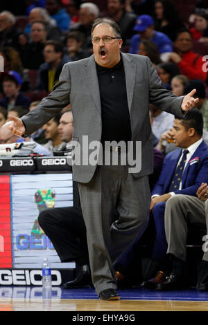 Detroit Pistons head coach Stan Van Gundy directs his team in the first ...