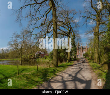 Vught, Netherlands, Holland, Europe, castle, water, spring, Reeburg ...