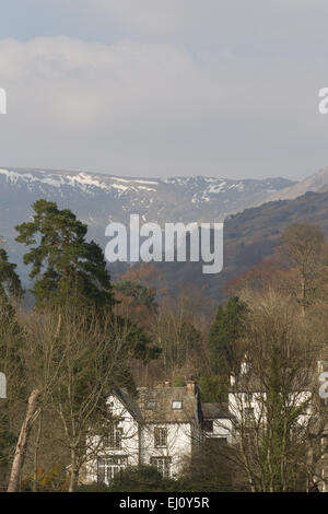 Ambleside Cumbria 19th March 2015 Spring day Last of the snow on the ...