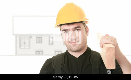 experienced men carpenterin studio white background Stock Photo - Alamy