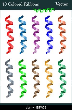 Holiday serpentine ribbons set colorful Stock Vector Image & Art - Alamy